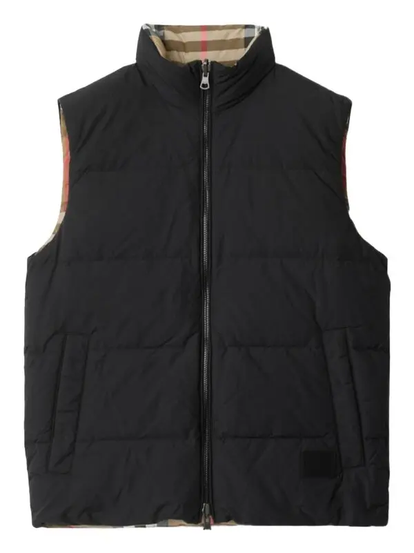 Burberry Reversible Check Nylon Puffer Gilet - Black