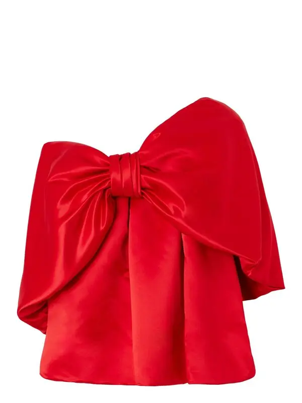 Simone Rocha Oversized Bow Satin Top - Red