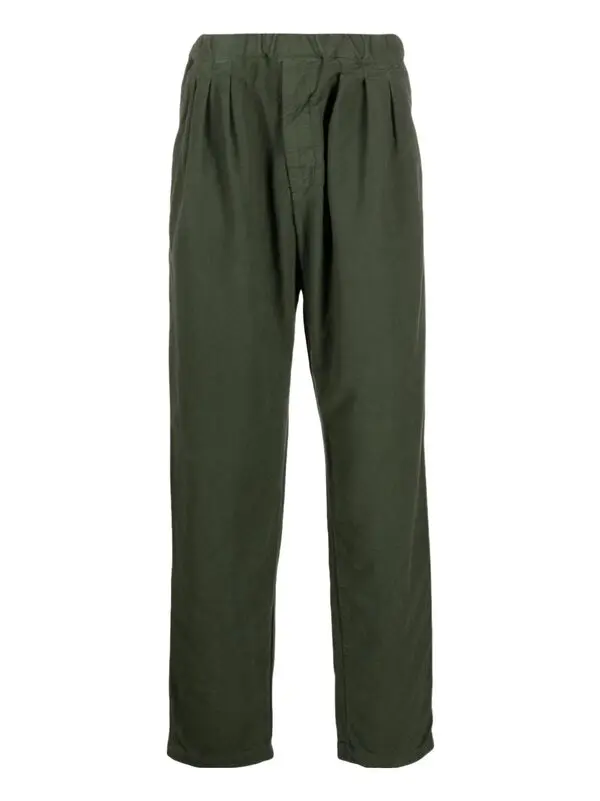 Aspesi Pleated Straight-leg Cotton Trousers - Green
