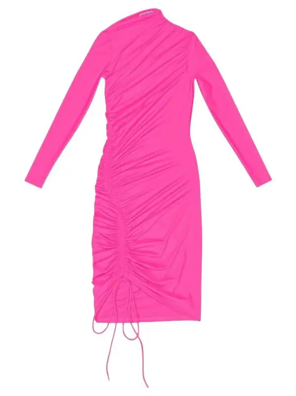 Balenciaga Asymmetric Drawstring Mini Dress - Pink