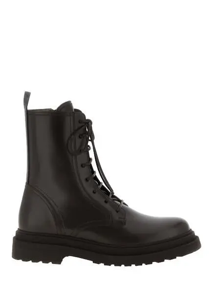 Brunello Cucinelli Lace-up Platform Combat Boots - Brown