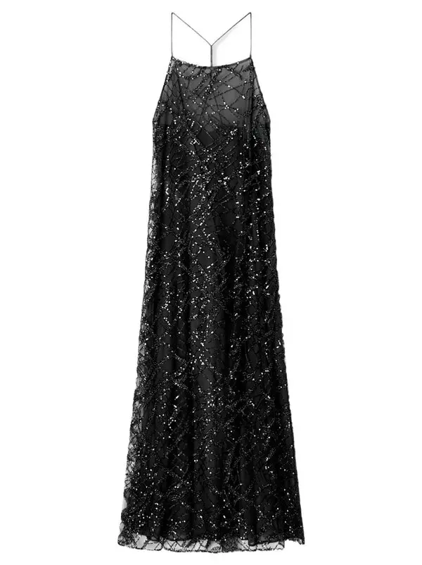 Emporio Armani Sequined Maxi Dress - Black