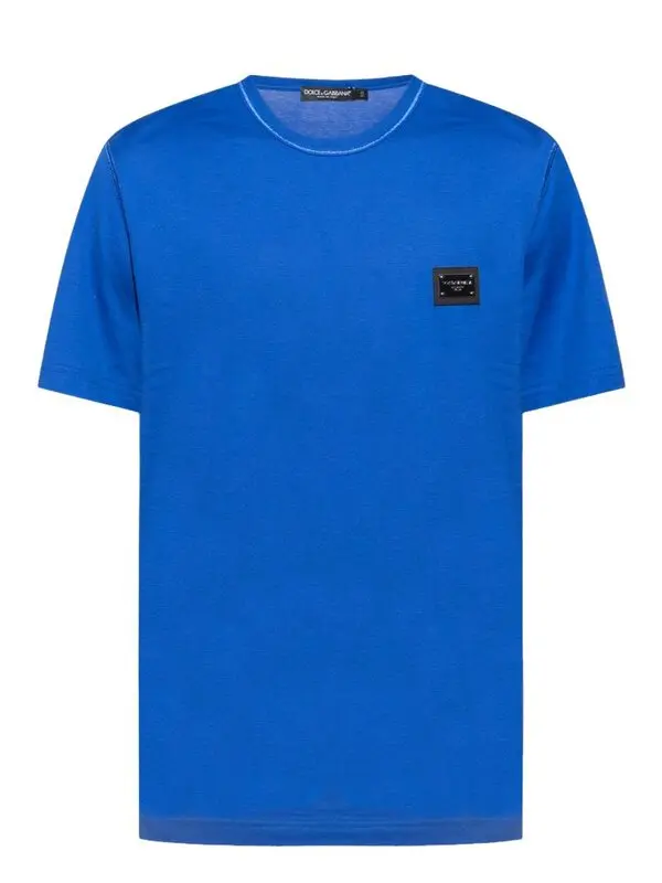 Dolce & Gabbana Dolce Gabbana Branded-tag Crewneck T-shirt - Blue