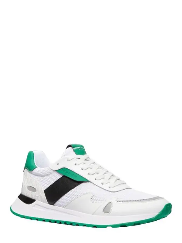 Michael Kors Miles Panelled Lace-up Sneakers - White/black/grass Green