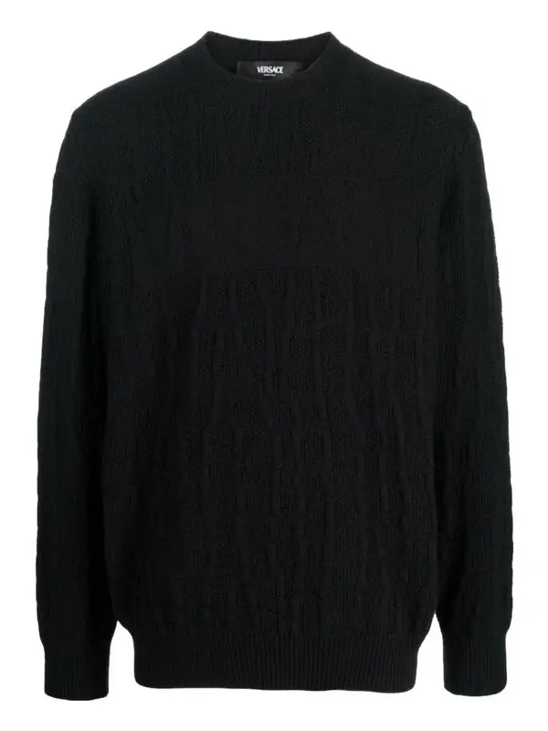 Versace Cable-knitted Crewneck Jumper - Black