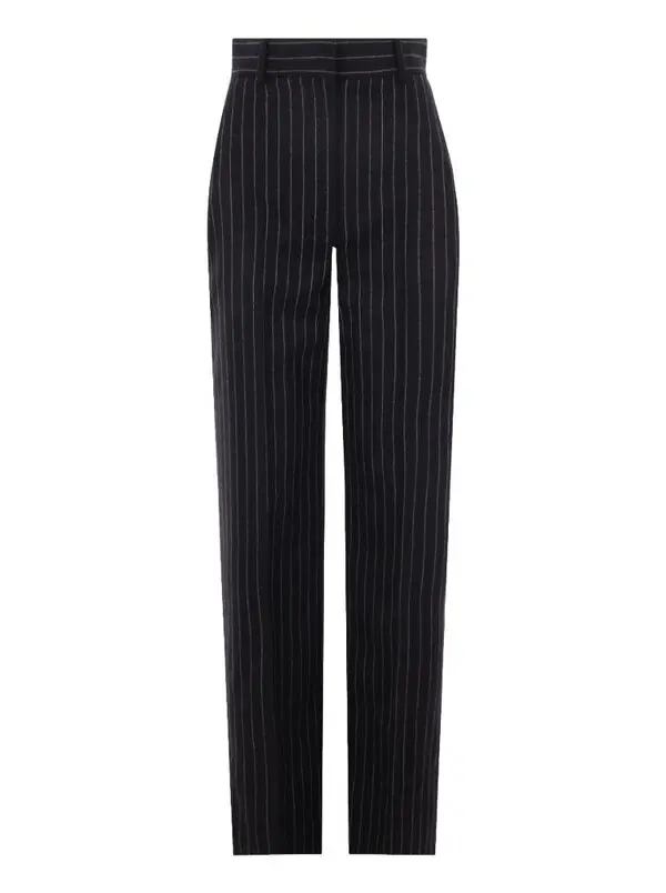 Alexander McQueen High-waisted Pleated Pinstripe Trousers - Black