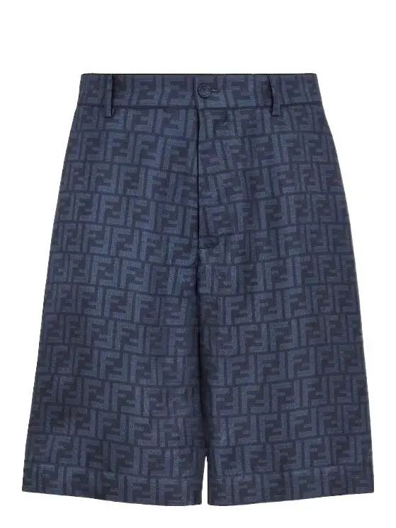Fendi Ff Jacquard Bermuda Shorts - Blue