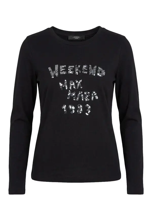 Max Mara Long-sleeved Graphic T-shirt - Black