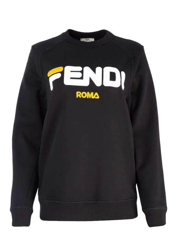 Fendi Special Edition Logo Print Crewneck Sweater - Black