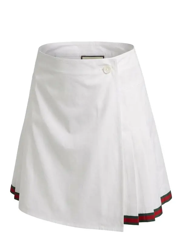 Gucci High Waist Midi Skirt With Pleated Detail - White