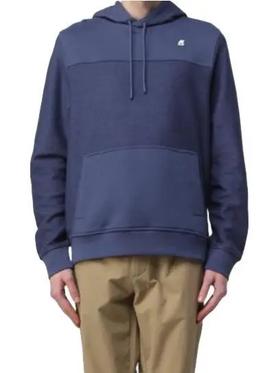 K-WAY Jose Drawstring Hoodie With Logo Patch - Blue