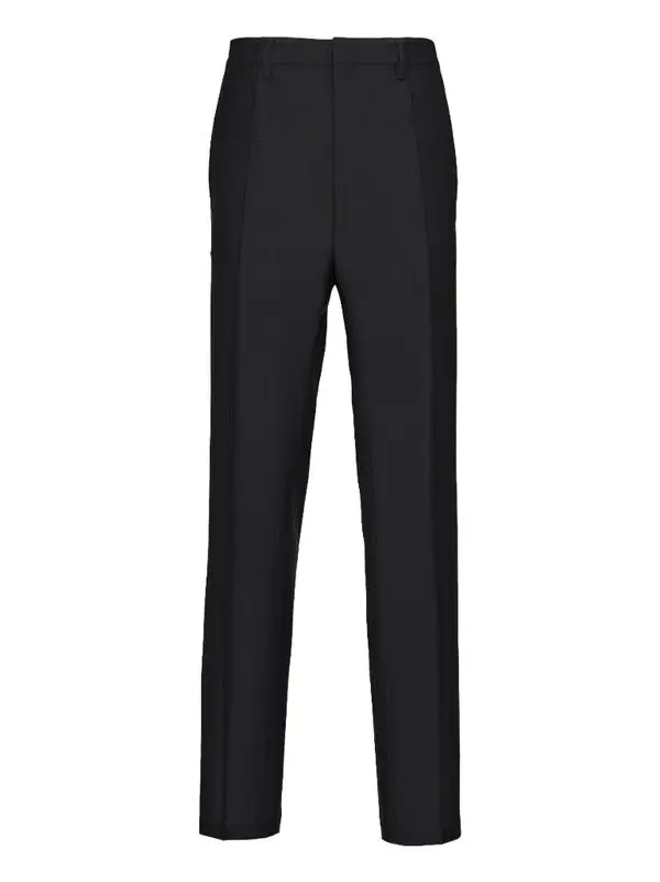 Prada Straight Leg Tailored Pants With Zippered Hem - Black