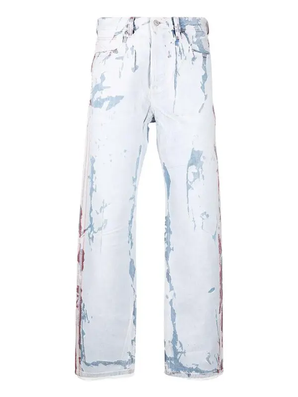 DIESEL® Peel-off Effect Stripe Detailed Jeans - White