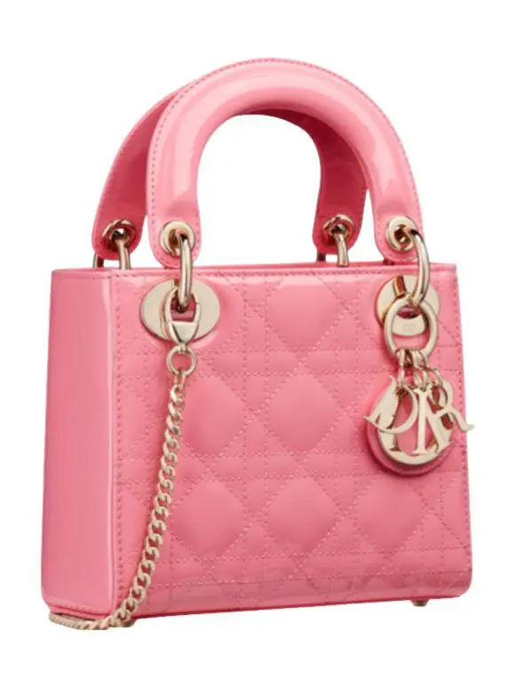 Dior Mini Iviera Lady Bag With Quilted Texture And Chain Strap - Pink