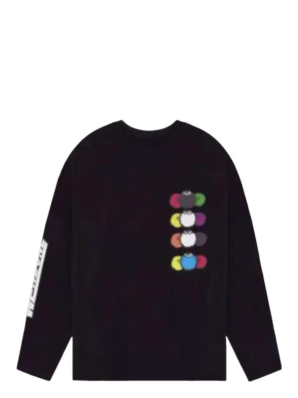 We11Done Long-sleeved T-shirt With Printed Pattern - Black