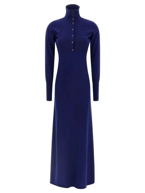 TOM FORD Ribbed Knit Polo Maxi Dress - Blue