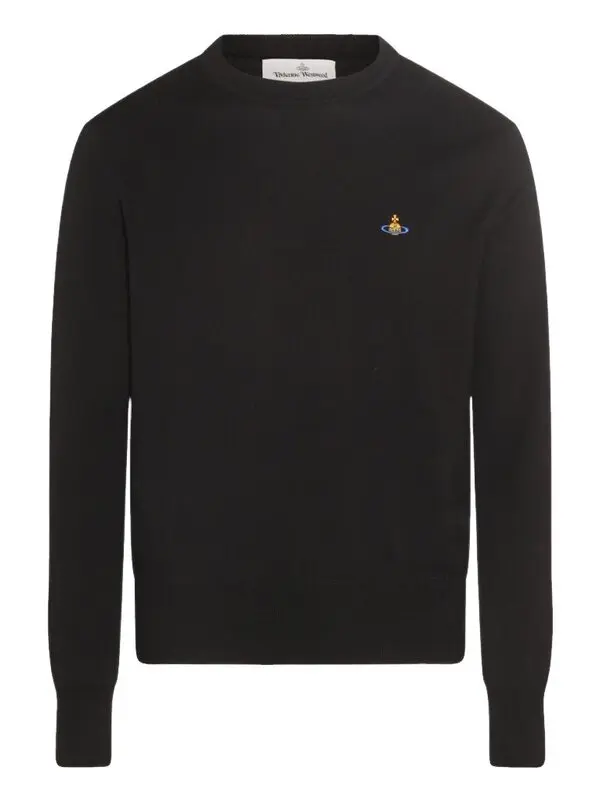 VIVIENNE WESTWOOD Orb Embroidered Long-sleeved Cardigan - Black