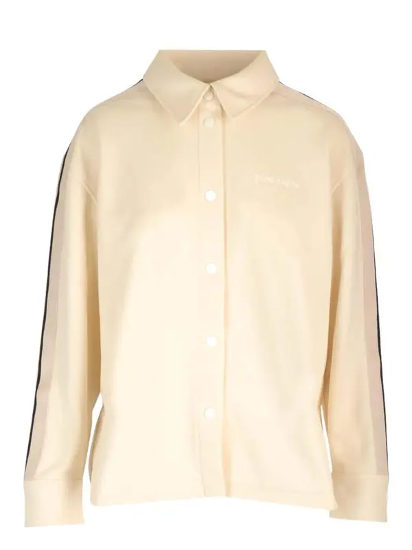 Palm Angels Logo Embroidered Buttoned Track Shirt - Nude