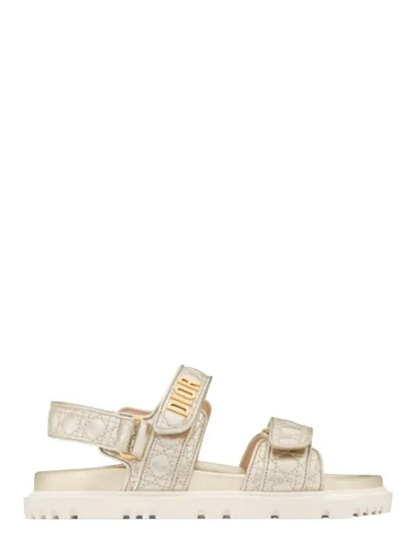 Dior Quilted Logo Strap Sandals - Golden