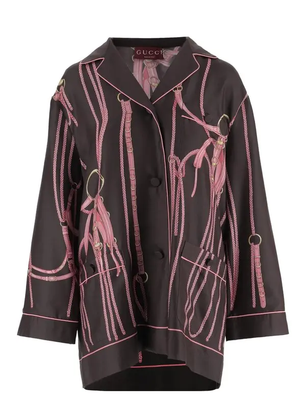 Gucci Allover Printed Silk Shirt - Brown, Pink