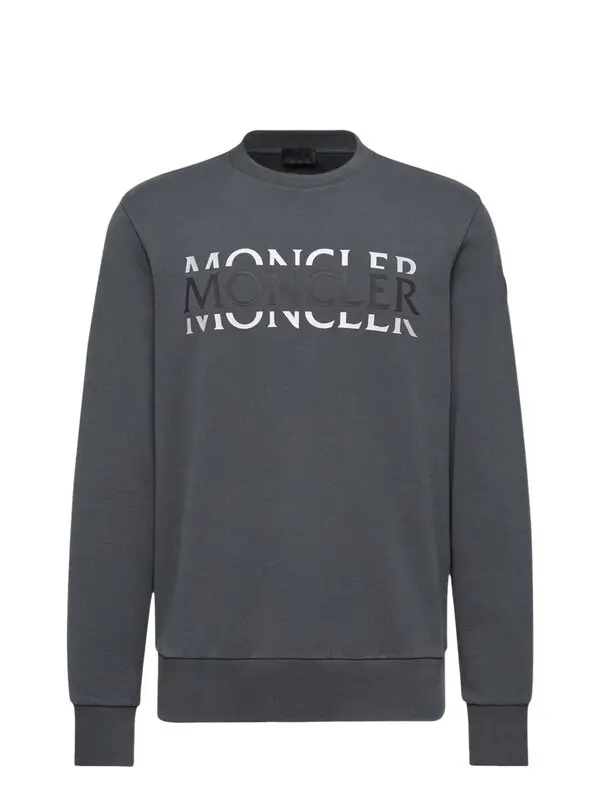 Moncler Cotton Jersey Sweatshirt With Printed Logo - Black