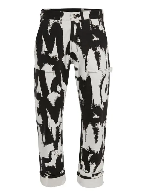 Alexander McQueen Graffiti-print Straight-leg Jeans - Black