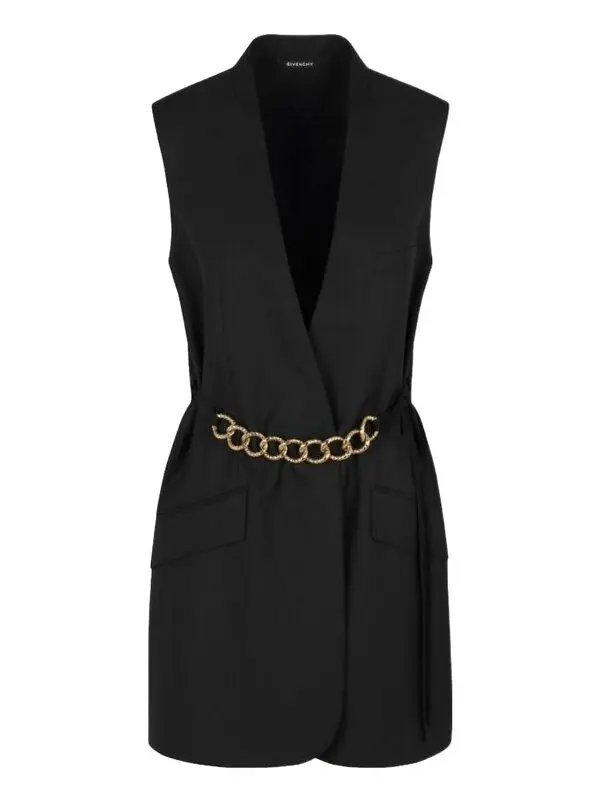 Givenchy Chain Embellished Sleeveless Jacket - Black