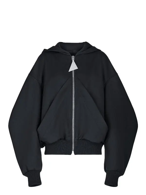 Attico Zip-up Hooded Bomber Jacket - Black