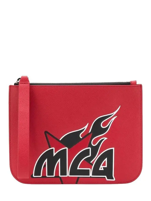Alexander McQueen Logo Printed Wristlet - Red