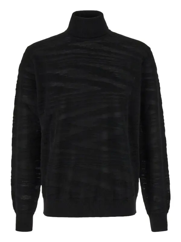 Missoni Graphic Printed Roll-neck Knitted Jumper - Black
