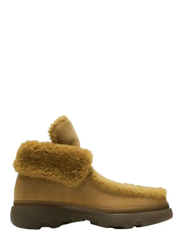 Burberry Creeper Shearling-trim Ankle Boots - Brown
