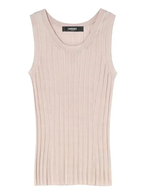 Versace Medusa Plaque Ribbed Knit Tank Top - Pale Pink