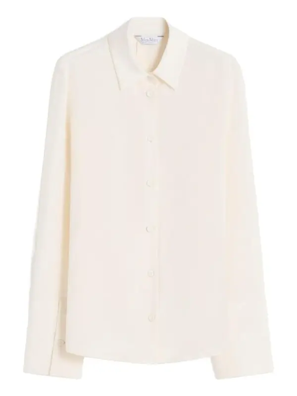 Max Mara Pointed Collar Shirt With Double Button Cuffs - Ivory White
