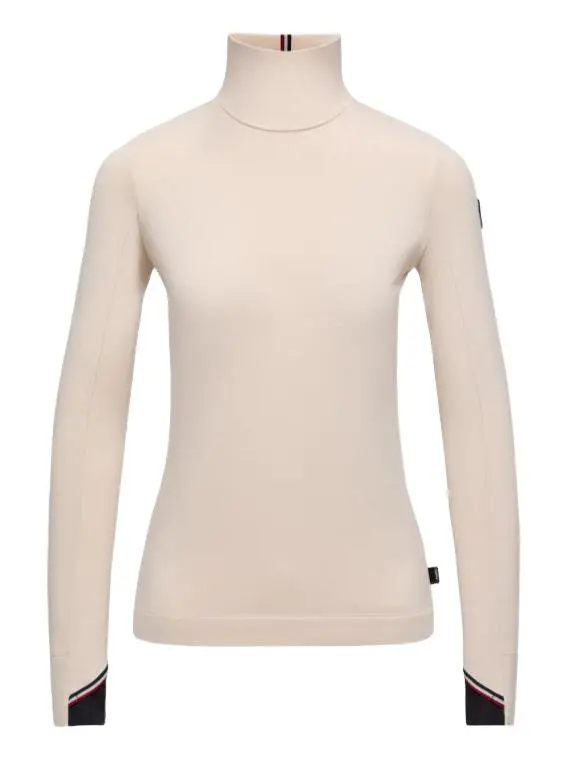 Moncler Logo Patch Turtleneck Top - White Ivory