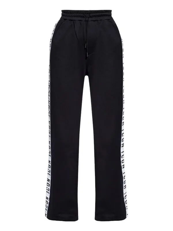 Dsquared2 Logo Detailed Wide Leg Track Pants - Black