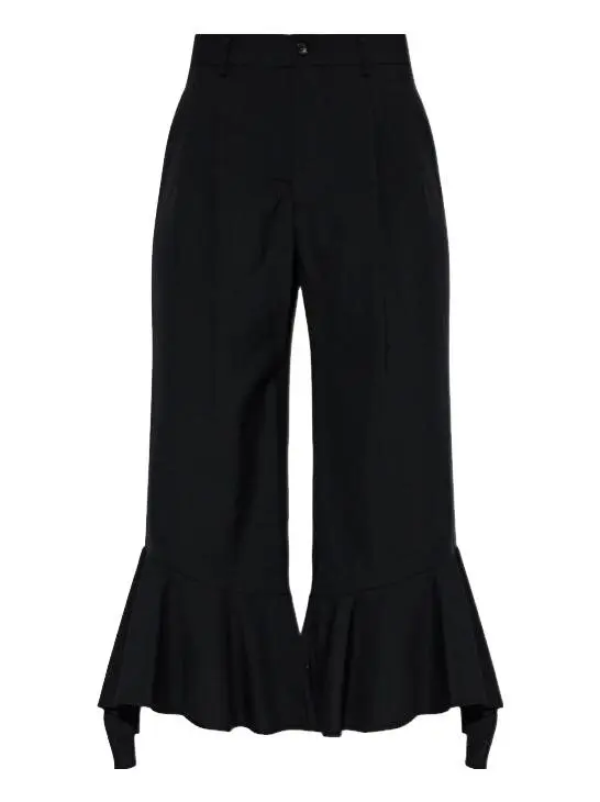 Comme Des Garçons Ruffled Hem Trousers - Black