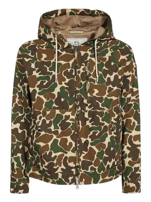 Woolrich Camouflage-print Drawstring Hooded Jacket - Brown