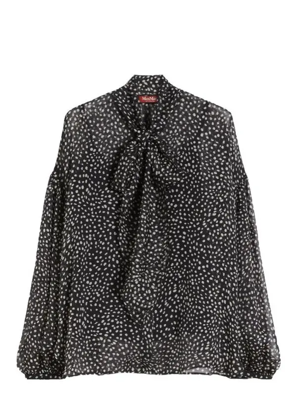 Max Mara Mstetere' Printed Semi-sheer Blouse - Black