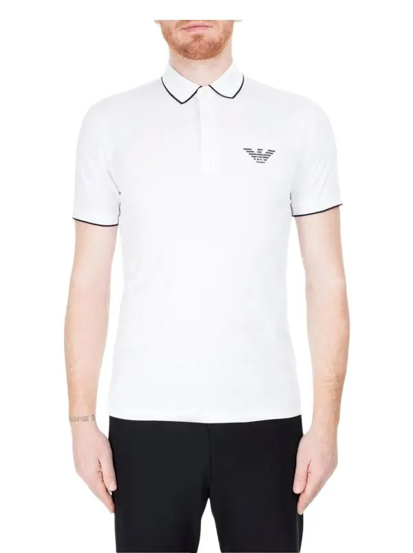 Emporio Armani Eagle Logo Pattern Polo Shirt - White