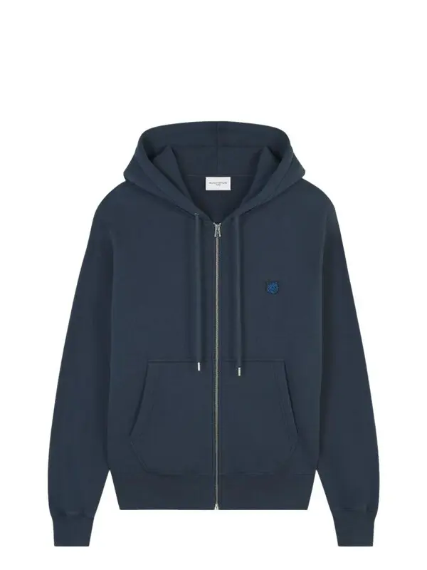 Maison Kitsuné Fox Head Patch Full Zip Hoodie - Blue
