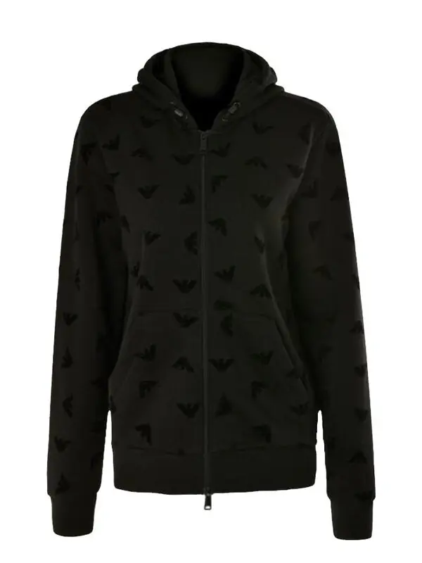 Emporio Armani Hooded Full-zip Sweater - Black