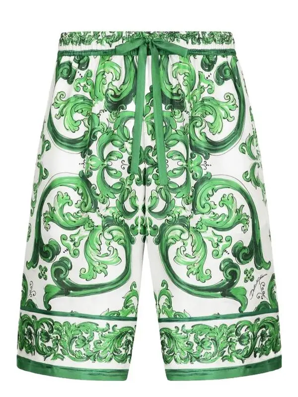 Dolce & Gabbana Majolica Printed Jogging Shorts - Green
