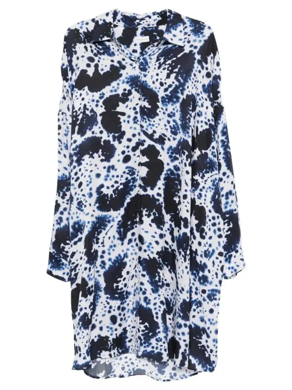 Dries Van Noten Printed Long Sleeve Dress - White
