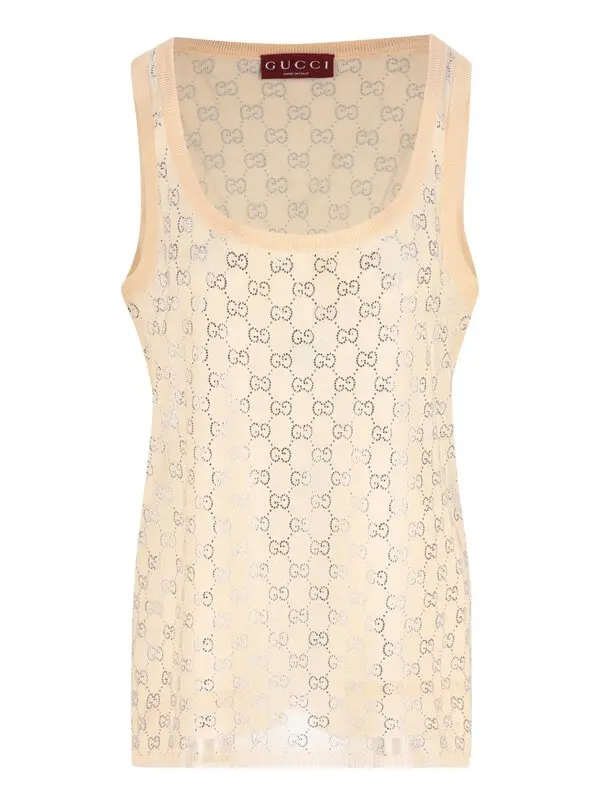 Gucci Monogrammed Embellished Tank Top - Light Pink