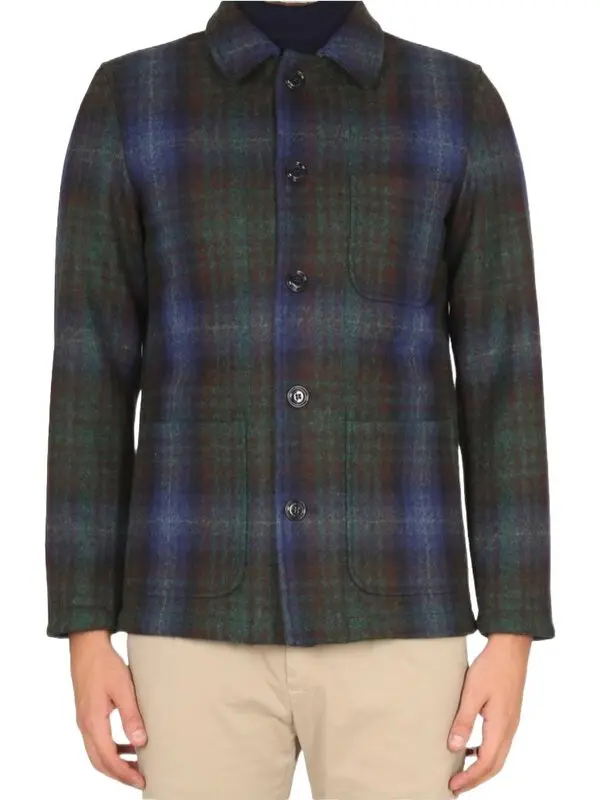Aspesi Tadao Checked Buttoned Jacket - Black