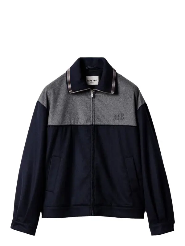 Miu Miu Two-toned Zip-up Jacket - Black