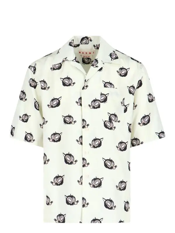 Marni Graphic Printed Short-sleeved Shirt - White