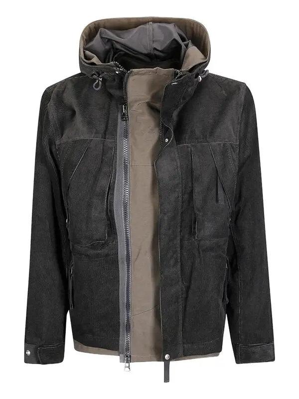 Sacai Corduroy Zipped Hooded Jacket - Black
