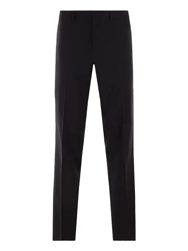Prada Mid-rise Tailored Trousers With Triangle Logo Detail - Black