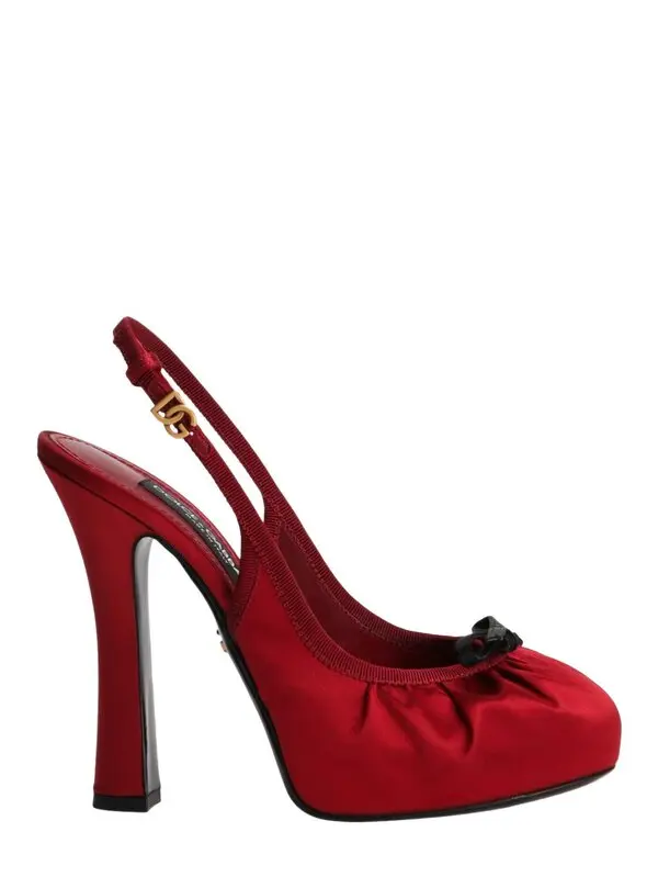 Dolce & Gabbana Satin Slingback Pumps With Bow Detailing - Red